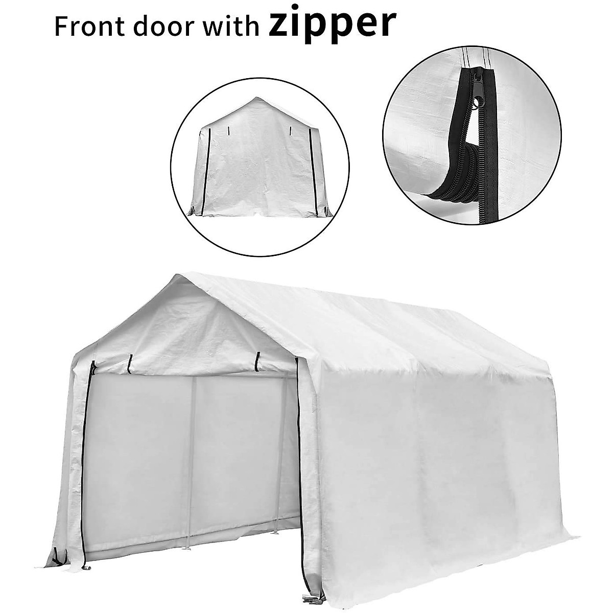 PUPZO Outdoor Patio 10x17 FT Heavy Duty Carport Car Canopy Garage Shelters 8 Steel Legs Waterproof Anti-Exposure White