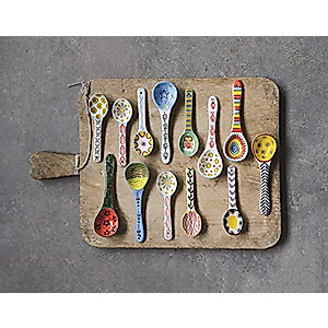 heart & home Ceramic Soup Spoons Set of 6, Wonton Soup Spoons Ceramic, Round Soup Spoons, 6-1/2" L, Multicolor