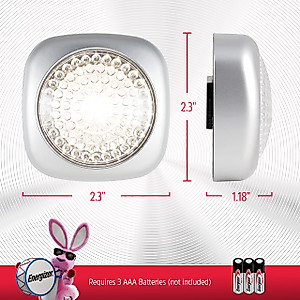 Energizer LED Tap Light, 2 Pack, Silver, Battery Operated, Wireless Lights, Stick On Light, Portable, Under Cabinet Lighting, Push Light, Ideal for Kitchen Under Cabinet, Closets, and More, 37107