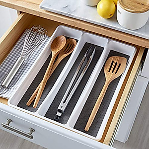 Copco Basics 3 Compartment Drawer Organizer, White and Charcoal Gray