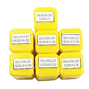 Paddsun 7 Pcs/Set 1/4 1/8 1/16 3/16 3/32 5/32 7/32 inch ER11 Spring Collet for CNC Engraving Machine & Milling Lathe Tools