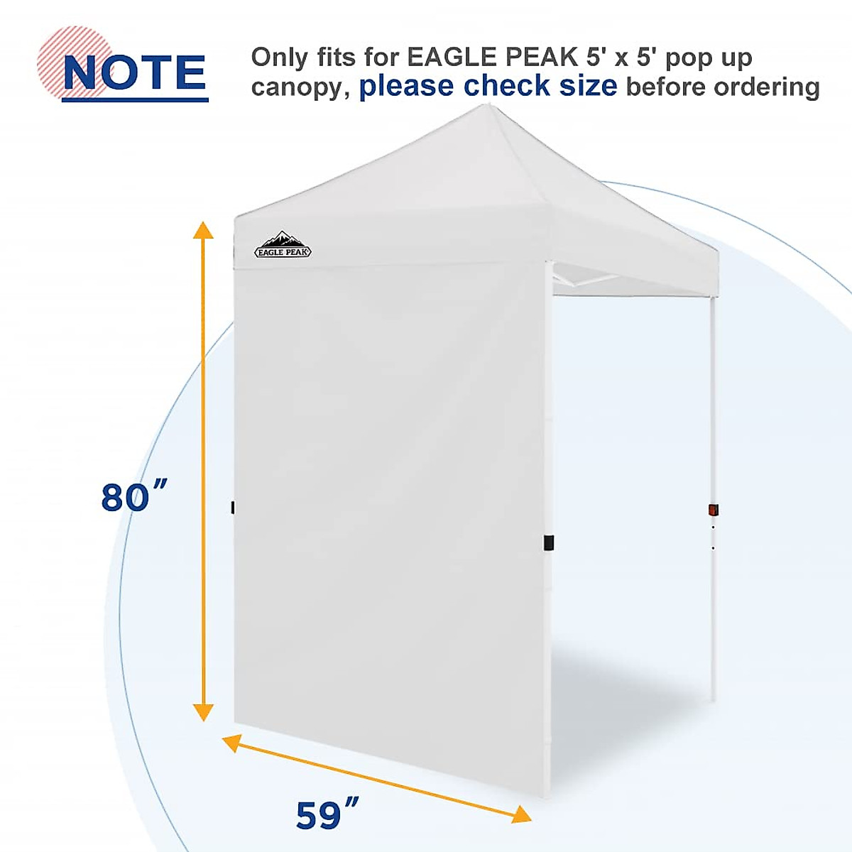 EAGLE PEAK Sunwall/Sidewall for 5x5 ft Straight Leg Canopy only, 1 Sidewall, White