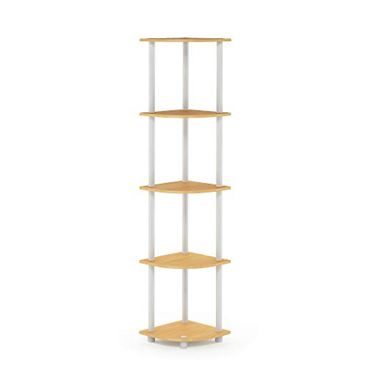 Furinno Turn-N-Tube 5 Tier Corner Display Rack Multipurpose Shelving Unit, 1-Pack, Beech/White & Luder Bookcase / Book / Storage , 3-Tier, White
