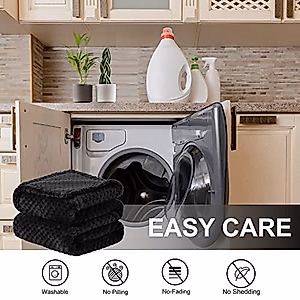 uxcell Flannel Fleece Bed Blankets, Soft Warm Microfiber Blanket, Mesh Fuzzy Plush 330GSM Lightweight Decorative Solid Blankets for Bed Throw (50"x60") Black