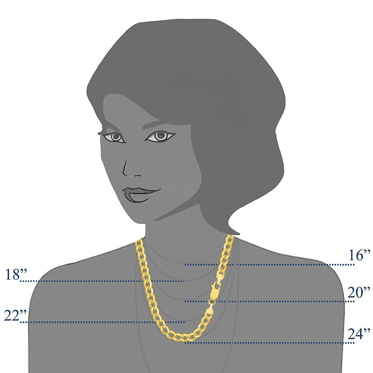 The Diamond Deal Mens 10k Hollow Yellow Gold 6.2mm Shiny Hollow Cuban Comfort Curb Cuban Chain Necklace For men for Pendants and Charms with Lobster-Claw Clasp (8",20" 22" or 24 inch)