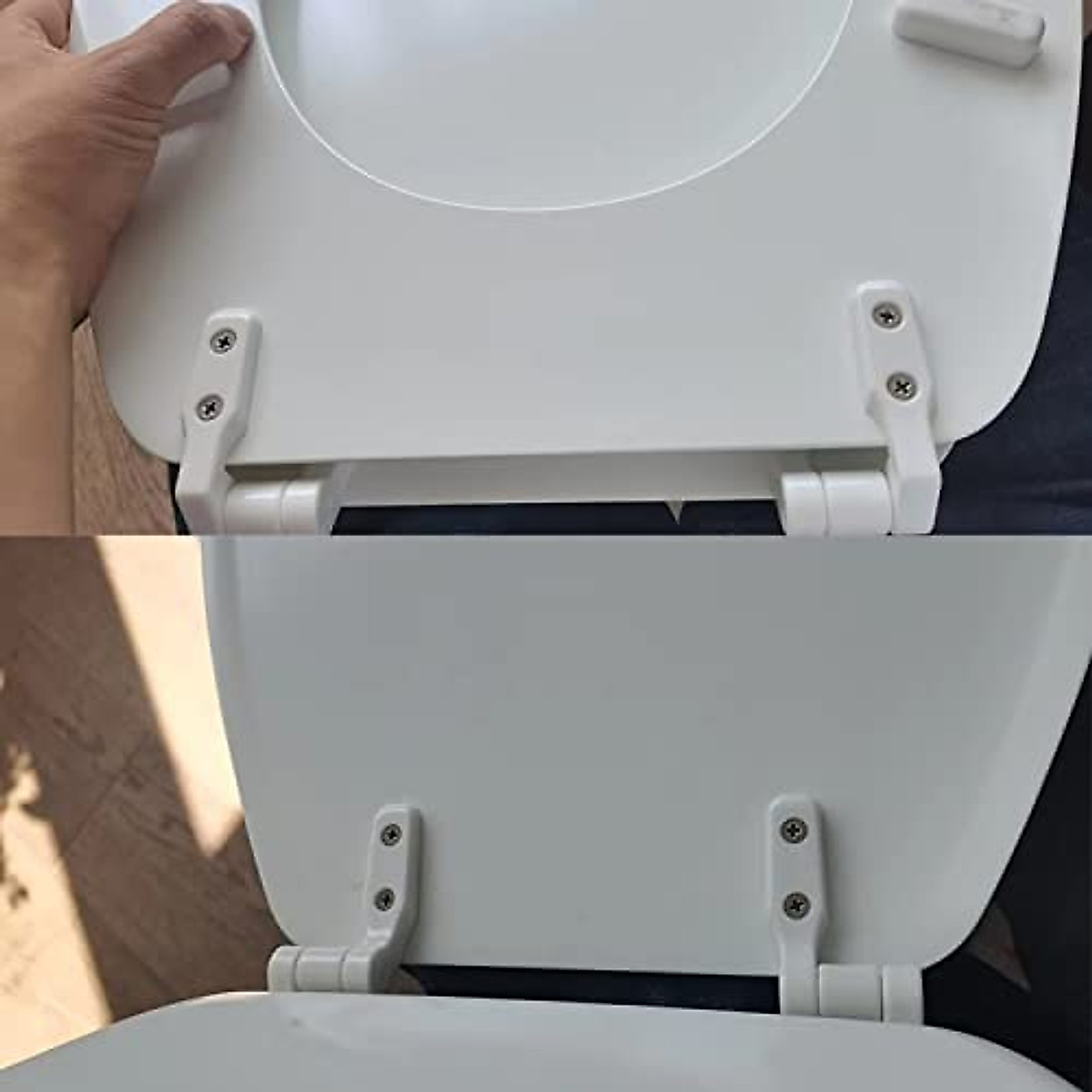 Canomo Universal White Plastic Toilet Seat Hinges Replacement with Bolts Screw and Nuts for Toilet Seats Lids, 1 Pair