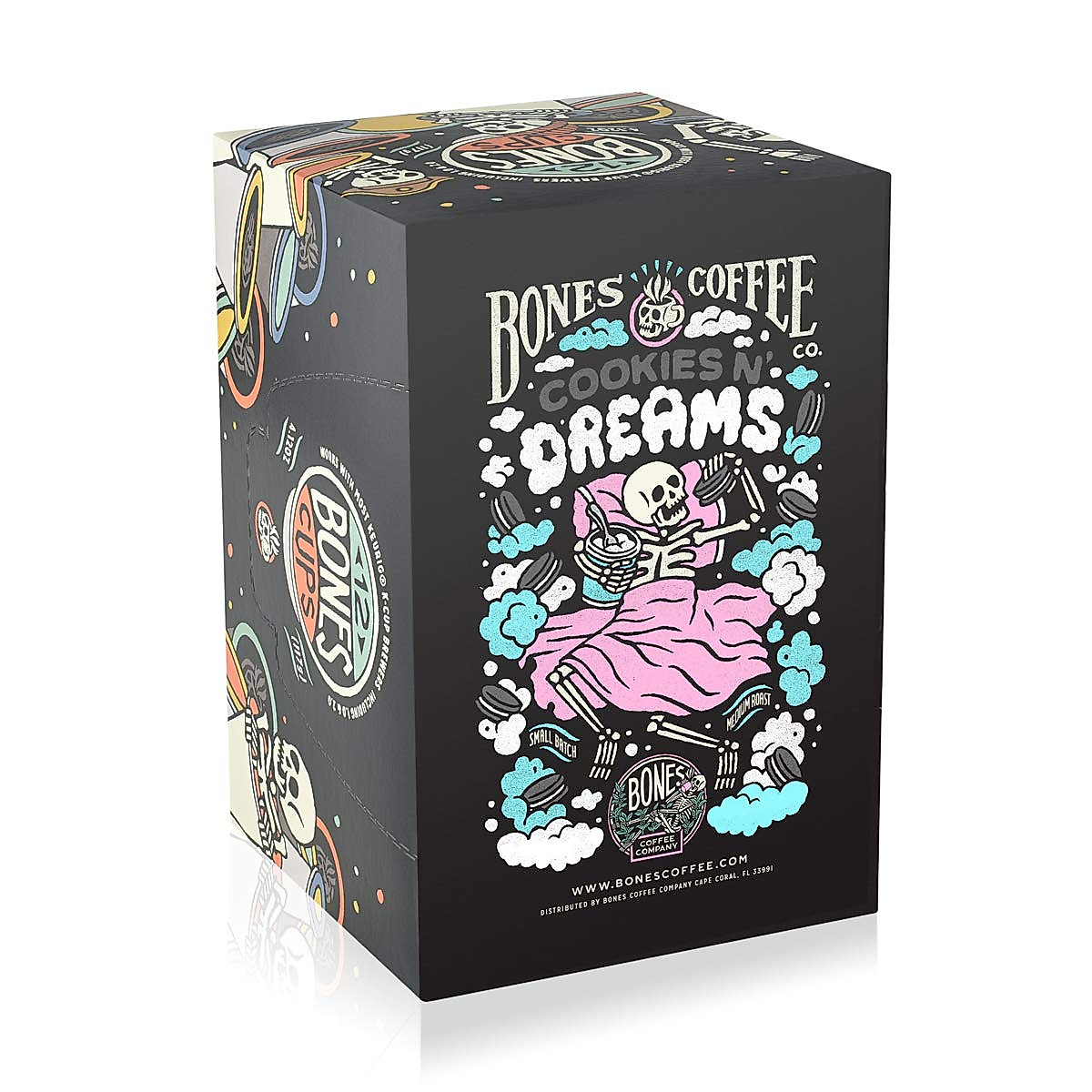 Bones Coffee Company Flavored Coffee Bones Cups Cookies 'N Dreams | 12ct Single-Serve Coffee Pods Compatible With 1.0 & 2.0 Keurig Coffee Maker | Chocolate Cookie & Vanilla Ice Cream Coffee Flavor