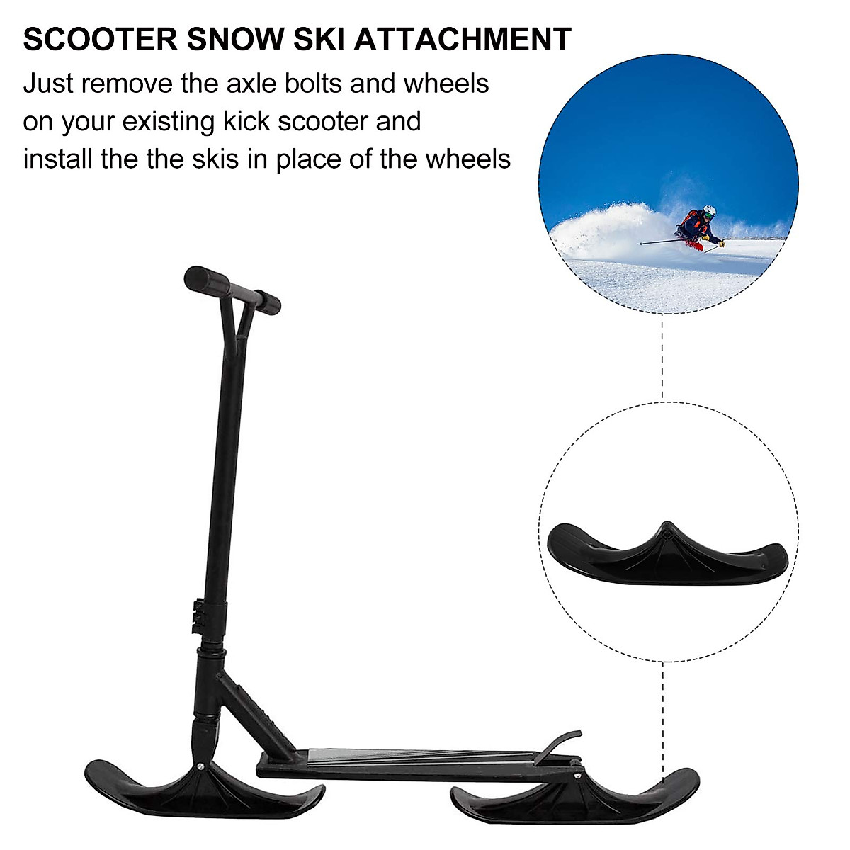 BESPORTBLE Ski Scooter Snow Sled Attachment Scooter Sled Ski Fold Sled Kids Scooter Attachment