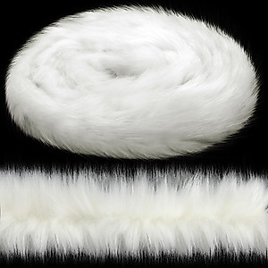 White Faux Fur Trim Ribbon Christmas Trimming Furry Ribbon Fur Garland Trim for Christmas Tree Garlands Party Decor Holiday Santa Costume DIY (1.18 Inch x 9.84 Yards)(3.9 Inch x 11.5 Feet)
