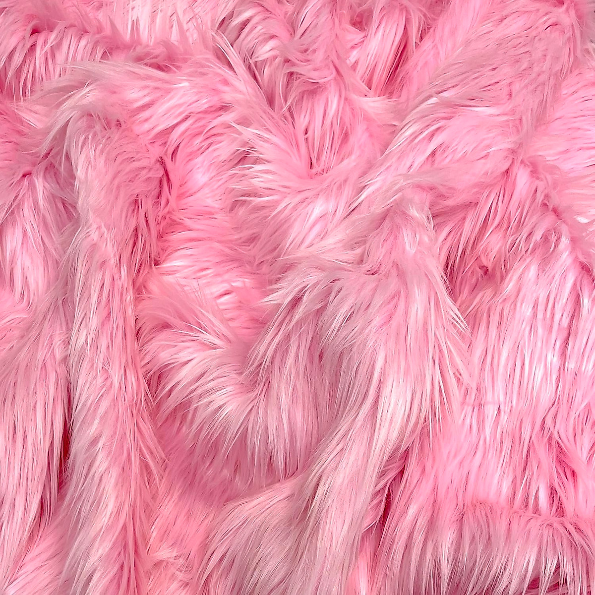 EOVEA Shaggy Faux Fur Fabric by The Yard - 36" X 60" Inch - Long Pile Fur - Fake Fur Materials - Soft & Fluffy Craft Fabric Supplies for DIY Arts & Crafts, Apparel, Costume, Rug(Baby Pink, One Yard)