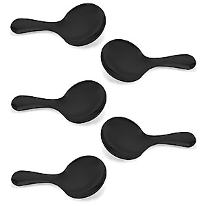 Cionyce 5 Pack of Stainless Steel Mini Spoons - Ice Cream Spoon Short Handle, Perfect for Condiments, Desserts, Tea, Coffee - Black Spoons