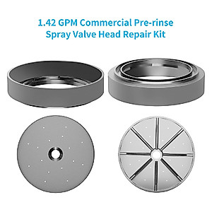 JZBRAIN Commercial Rinse Unit Sprayer Valve Repair Kit 1.42 GPM High Pressure Spray Face Bumper and Screw Replacement Part for Commercial Kitchen Sprayer Head - Grey