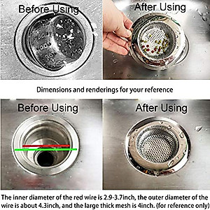 Kitchen Sink Strainer, Large Diameter Stainless Steel Sink Drain Plug Filter with Lid, Suitable for Bathrooms Basket Catcher Cover Home Housewarming Gifts (2PCS)