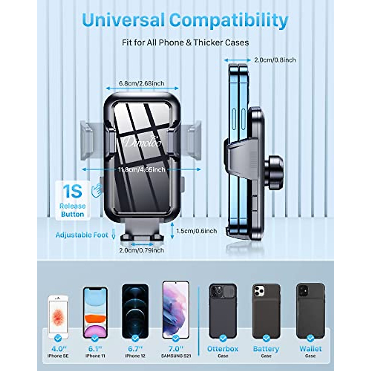 Car Cell Phone Holder for iPhone (3 in 1) Dash/Dashboard Windshield Vent [Upgraded Suction Cup] Phone Mount for Car, Cell Phone Car Mount, Hands Free Phone Stand for Car Fit for All Mobile Phones