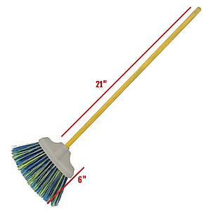 Children's Brooms 27" Long for Kids Sweeping Indoors Outdoors Leaves Wooden Handle (Set of 2)