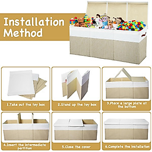 storasier Large Toy Box Chest,Toy Storage Organizer,Storage Bins with Lids,Stuffed Animal Storage,Toy Bins for Kids,Toddlers,Baby,Girls,Nursery,Living Room,playroom(Beige)