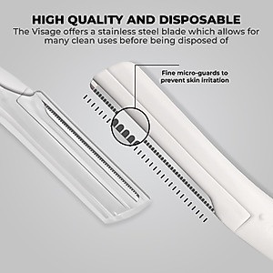 Visage Women's Face Shaver, Dermaplaning Razor, Precision Facial Hair Removal Tool, Eyebrow Razor, Peach Fuzz Remover, Face Shavers for Women and Men - 3 Count