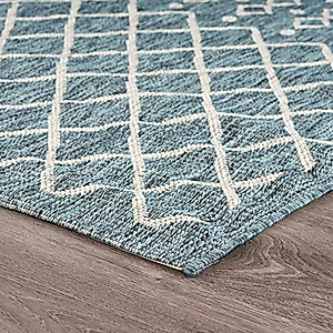 LR Home Sun Shower Indoor/Outdoor Area Rug, 8' x 10', Blue/Gray
