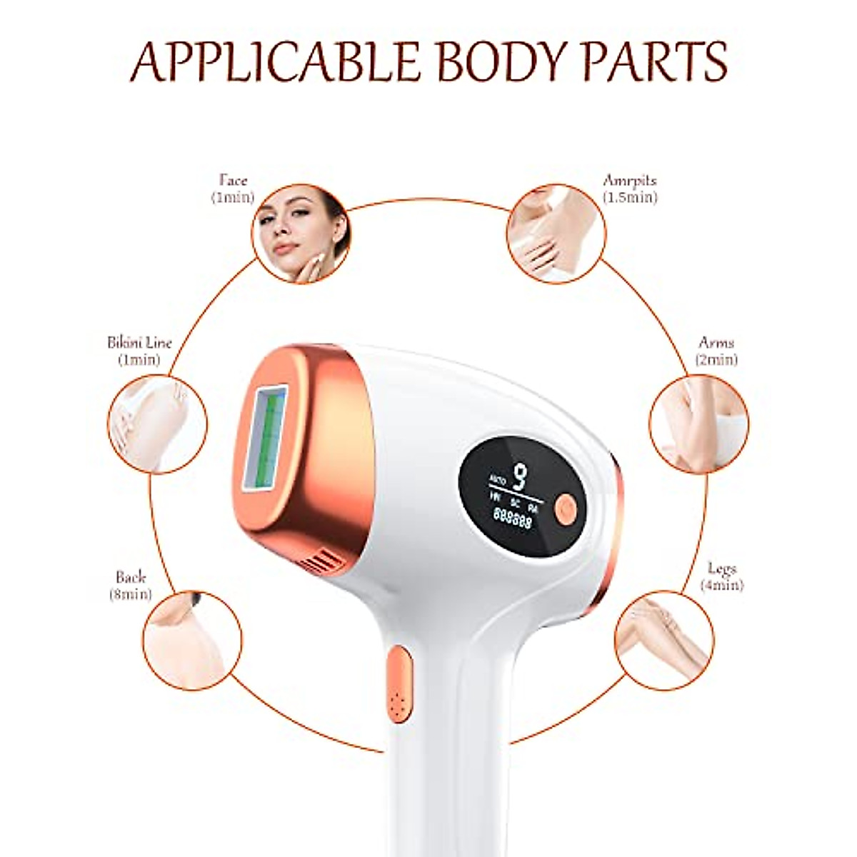 At-home IPL Hair Removal for Women and Men, Permanent Laser Hair Removal 999900 Flashes for Facial Legs Arms