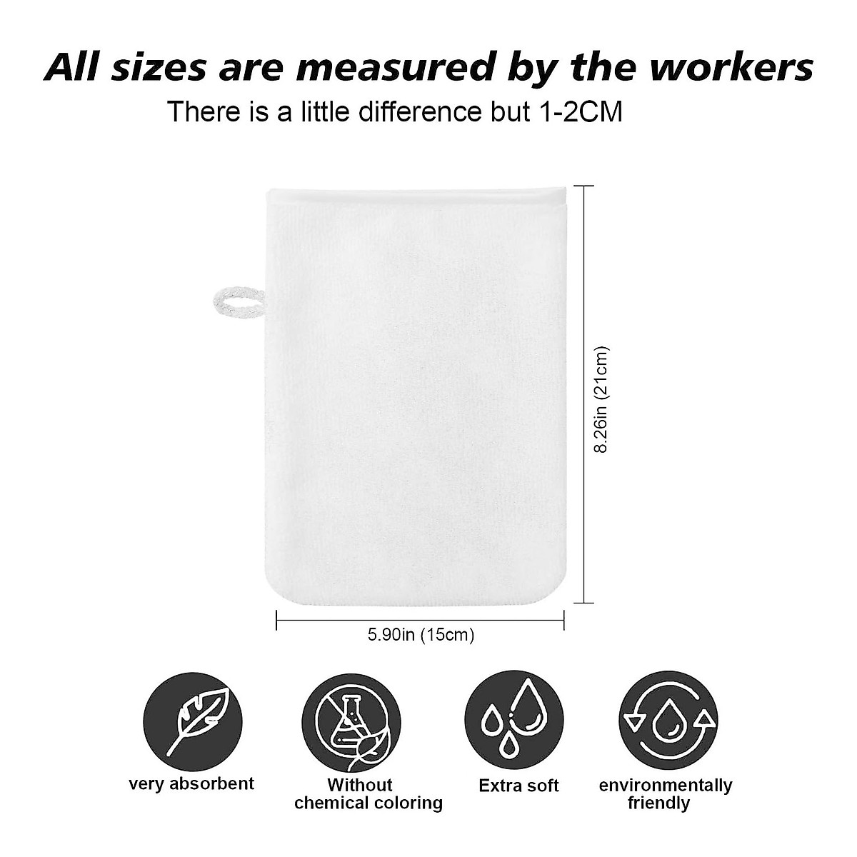 PHOGARY 10 Pack Microfiber Body Wash Mitts, Soft Face Mitten, Bath Spa Cloth, Reusable Makeup Remover Mitt Gloves, European Style Wash Cloth, 6×8 inch (White)