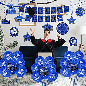 Blue Themed 2025 Graduation Decorations Set - Congrats Grad Banner, Class of 2025 Backdrop, Balloons & Streamers Kit - Complete Party Supplies for High School & College Celebrations
