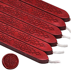 TELOSMA 6PCS Blood Red Sealing Wax Sticks with Wick, Suitable for Envelope, Invitation, Gift Wrapping, Wine Bottle, Tea or Cosmetics Box