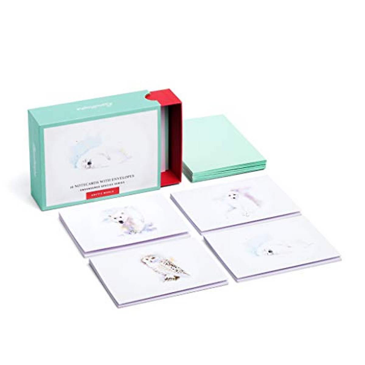 L'apostrophe Polar Bear, Seal, Fox, Snowy Owl Note Cards - Blank Inside with Envelopes - Greeting Notecards - Watercolor Set of Winter Animals  - Thank You Notes