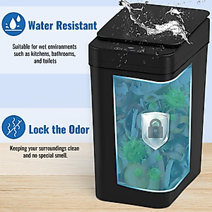 LMQML Bathroom Trash Can, 4 Gallon Automatic Motion Sensor Touchless Garbage Can; with Extra Trash Container, Waterproof Trash Bin with Lid, Smart Electric Trash Can for Kitchen, Office, Bedroom-Black