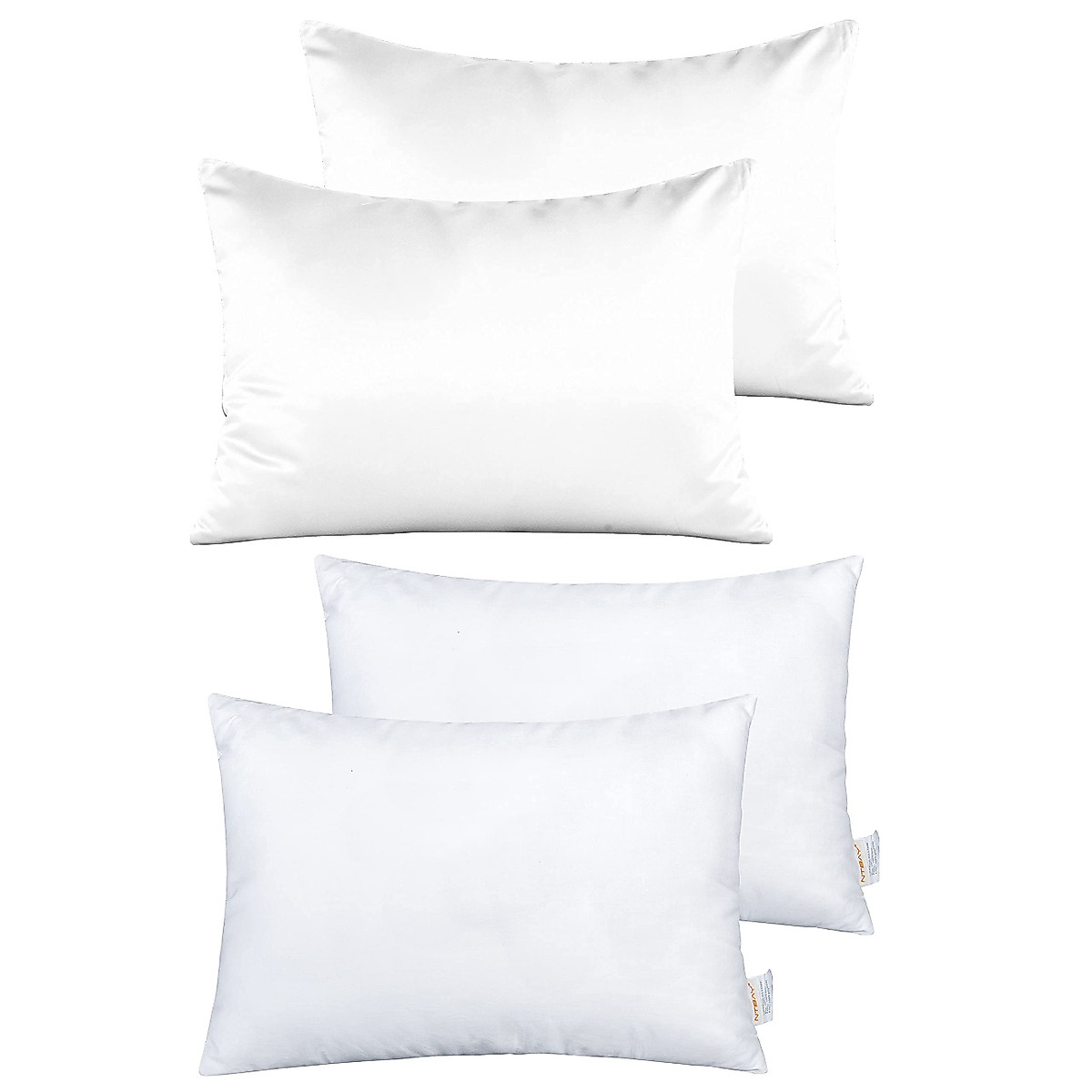 NTBAY 2 Pack Cotton 13" x18" Pillows with Toddler Satin Pillowcases, Soft Kids Crib Pillows for Sleeping with Zippered Baby Travel Pillow Cases in Daycare Preschool, White