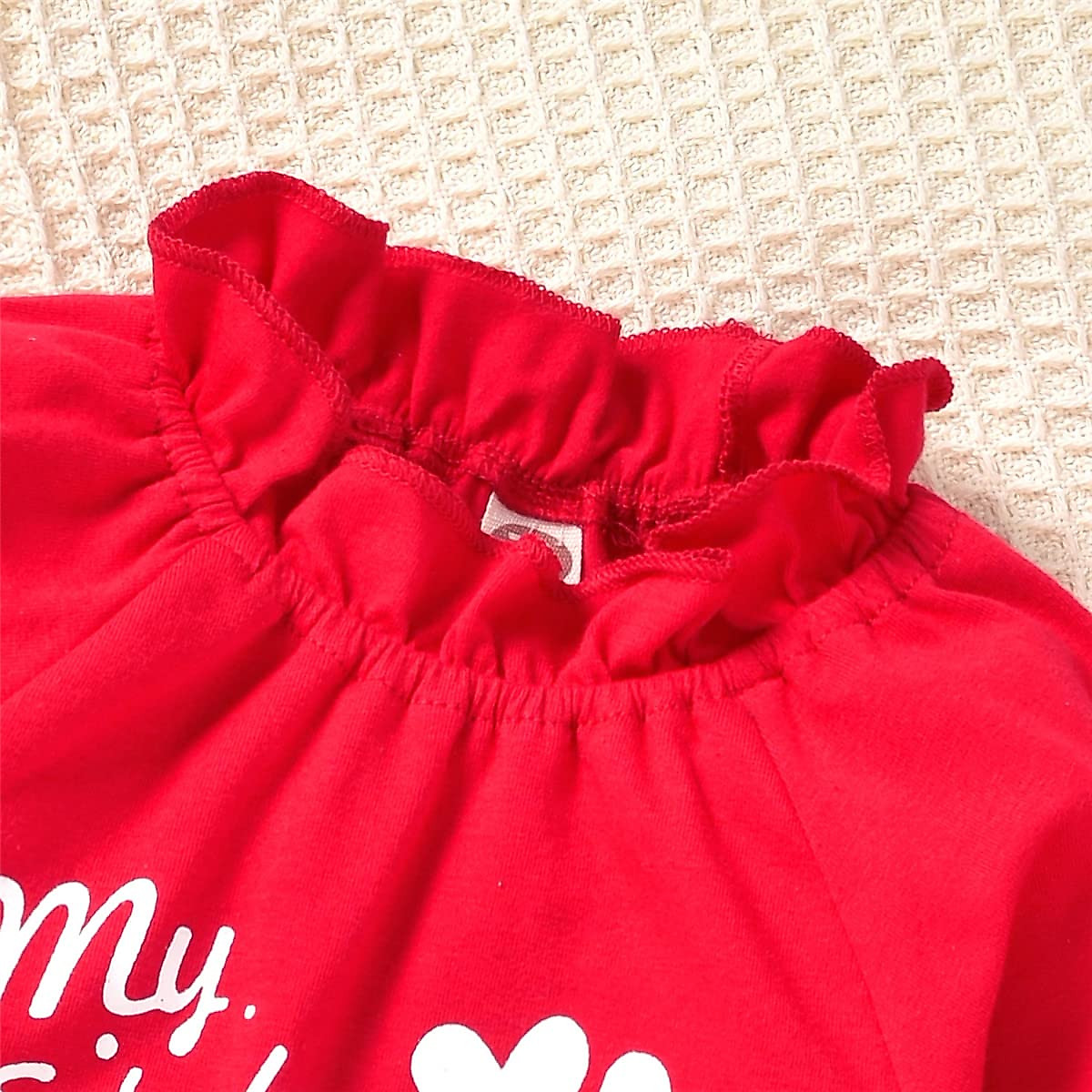 Newborn Baby Girl My First Valentines Day Outfits My 1st Valentines Day Romper+Pants+Headband Clothes Set (Red, 0-3 Months)