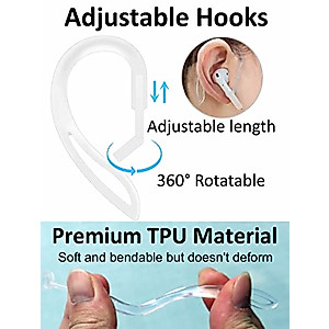 A-Focus 【 Anti-Slip Kit 】 for AirPods Pro 2 and Pro, Ergonomic 360 Degrees Rotation Adjustable Ear Hooks & Strap Non Slip Sport Wing Holder Compatible with New AirPods 3 2 & 1 [6 in 1] Black White