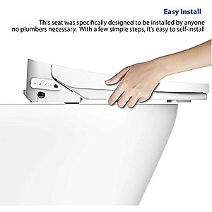 VOVO VB-6100SR Electric Smart Bidet Toilet Seat with Dryer, Heated Toilet Seat, Warm Water, LED Nightlight, Self Cleaning Nozzle - White, Round