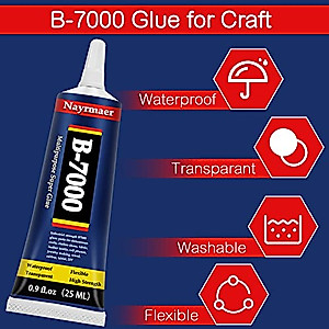 B-7000 Jewelry Glue with Precision Tip, High Flexible Craft Glue, Waterproof Rhinestone Glue for Jewelry, Craft DIY, Clothes, Shoes (25ml)