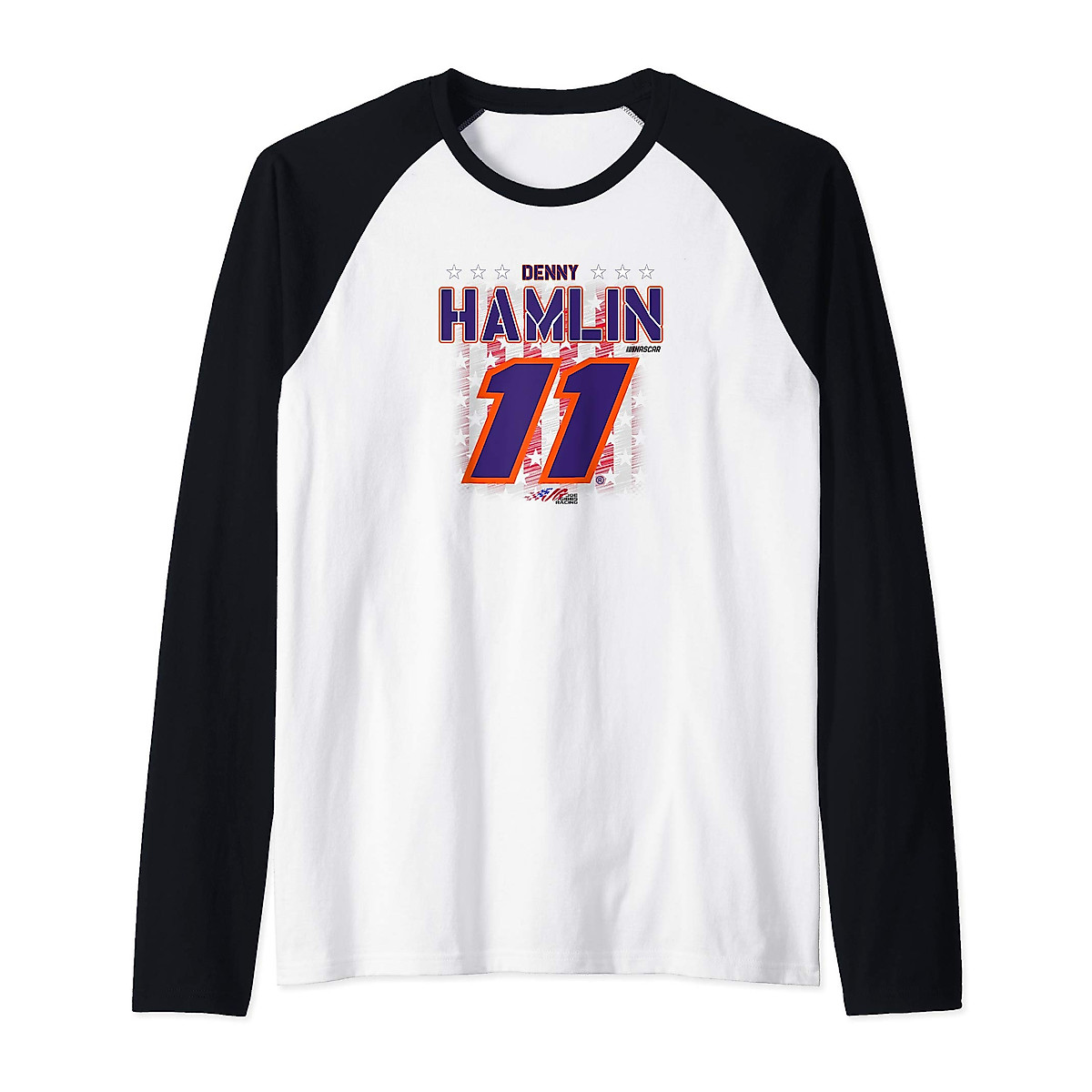 NASCAR - Denny Hamlin - Flag Raglan Baseball Tee