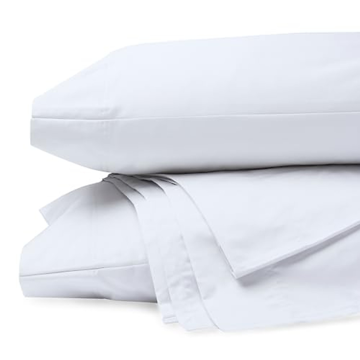 SUPREME ELEGANCE Organic 100% Cotton Percale Twin XL Sheets Set Snow, 14" Deep Pocket TwinXL Cotton Sheets, Back to School College Essentials, Breathable & Cooling Sheets for Hot Sleepers - White