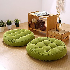 GEORPE Seat Cushion Japanese Futon Floor Pad for Sitting Chair Cushions Round Thick Tatami Mattress Home Office, Deep Blue, 21.65x21.65x3.93in/55x55x10cm