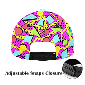 Neon 80s 90s Retro Baseball Cap for Women Teens, 3D Print Dad Caps Vintage Sun Hat for Men