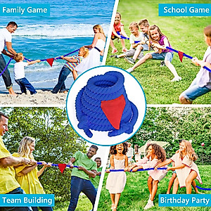 X XBEN Tug of War Rope with Flag for Kids, Teens and Adults, Soft Polypropylene Rope Games for Team Building Activities, Family Reunion, Birthday Party-15 ft,55 ft,110 ft (White, 15 Feet)