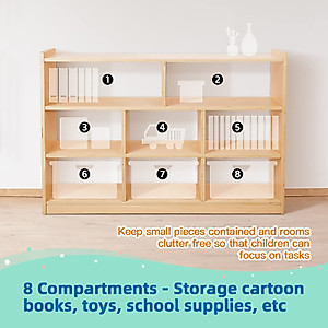 OOOK Montessori Shelf Toy Organizers and Storage, 31.5" H, 8-Compartment Wood Storage Cabinet, Montessori Bookshelf for Kids Room, Playroom, Nursery, Classroom, Kindergarten