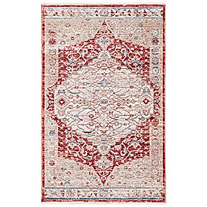 SAFAVIEH Kenitra Collection 4' x 6' Red / Beige KRA661R Vintage Oriental Distressed Area Rug