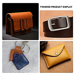 Ftyiwu 52 Shapes Style Leather Hollow Cutter Punch Tools, Leather Hole Punch Tools Set with Leather Cutter Punch and a Leather Carving Hammer, Leather Punch Cutter Tools for Handmade Leather Craft