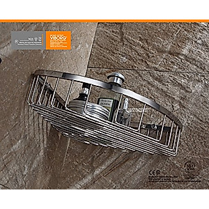 VIBORG Deluxe Solid Thick SUS304 Stainless Steel Wire Wall Mounted Single Tier Bathroom Corner Shower Basket Bath Caddy Shelf Organizer Storage Holder for Shampoo Conditioner. Polished mirror-like