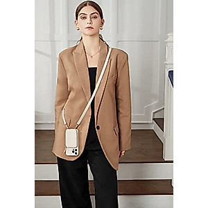 ZVE iPhone 14 Pro Max Wallet Case Crossbody, Card Holder Phone Purse with Wrist Strap, RFID Blocking Zipper Cover for Women Compatible with iPhone 14 Pro Max, 6.7"- Beige