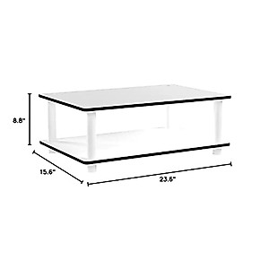 Furinno 11172 Just 2-Tier No Tools Coffee Table, White w/White Tube