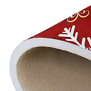 SUABO Christmas Area Rug, Red Snowflakes Non Slip Area Rug Nursery Rug Floor Mats Carpet for Living Dinning Room Bedroom Kitchen 2'x3'