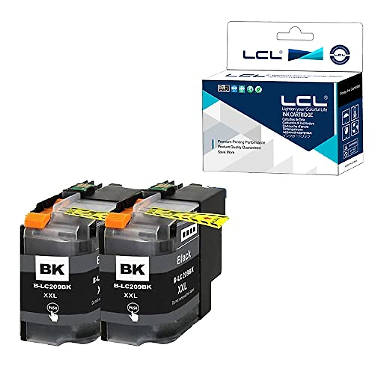LCL Compatible Ink Cartridge Replacement for Brother LC209 LC205 LC209BK XXL Super High Yield MFC-J5520DW J5620DW J5720DW (2-Pack Black)