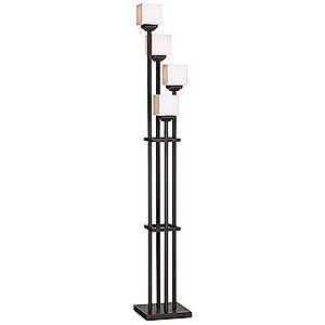 CAUME Light Tree Rustic Torchiere Floor Lamp 72 1/2" Tall Bronze Iron 4-Light White Glass Shade Living Room Bedroom Office House Home