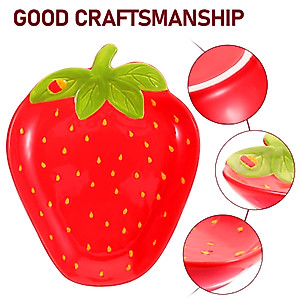SHERCHPRY Cereal Bowl Ceramics Dishes Strawberry Bowl Serving Plates Fruit Shape Dish Dessert Plates Appetizer Tray Dinnerware for Dip Sauce Nuts Candy Fruits Snacks Mixing Bowl