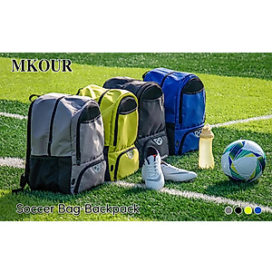 Mkour Soccer Bag-Soccer Backpack for Football Basketball Volleyball, Soccer Bags with Ball Compartment and Ball Holder (Royal blue)