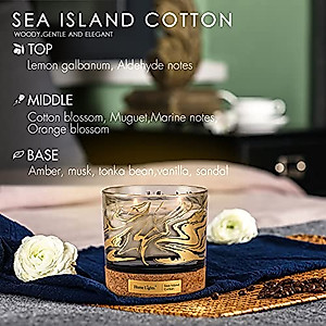 Scented Candles, Natural Soy Wax Candles for Home Scented, 2 Wicks Aromatherapy Candles with Wood Base, Large Candle for Decor Great Gifts,10 OZ - Sea Island Cotton